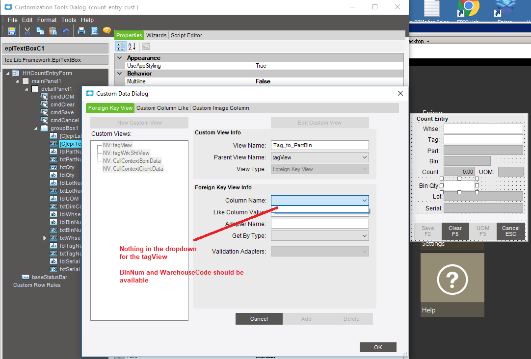 Custom Data View - Column Dropdown Empty - Epicor ERP 10 - Epicor User ...