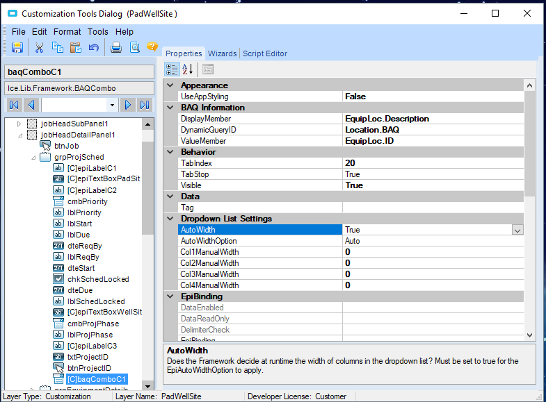 Creating A Baqcombo In Customizated Table Epicor Erp 10 Epicor User
