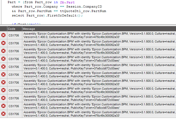 BPM Custom Code block Errors in 10.1.500.11 - Epicor ERP 10 - Epicor ...