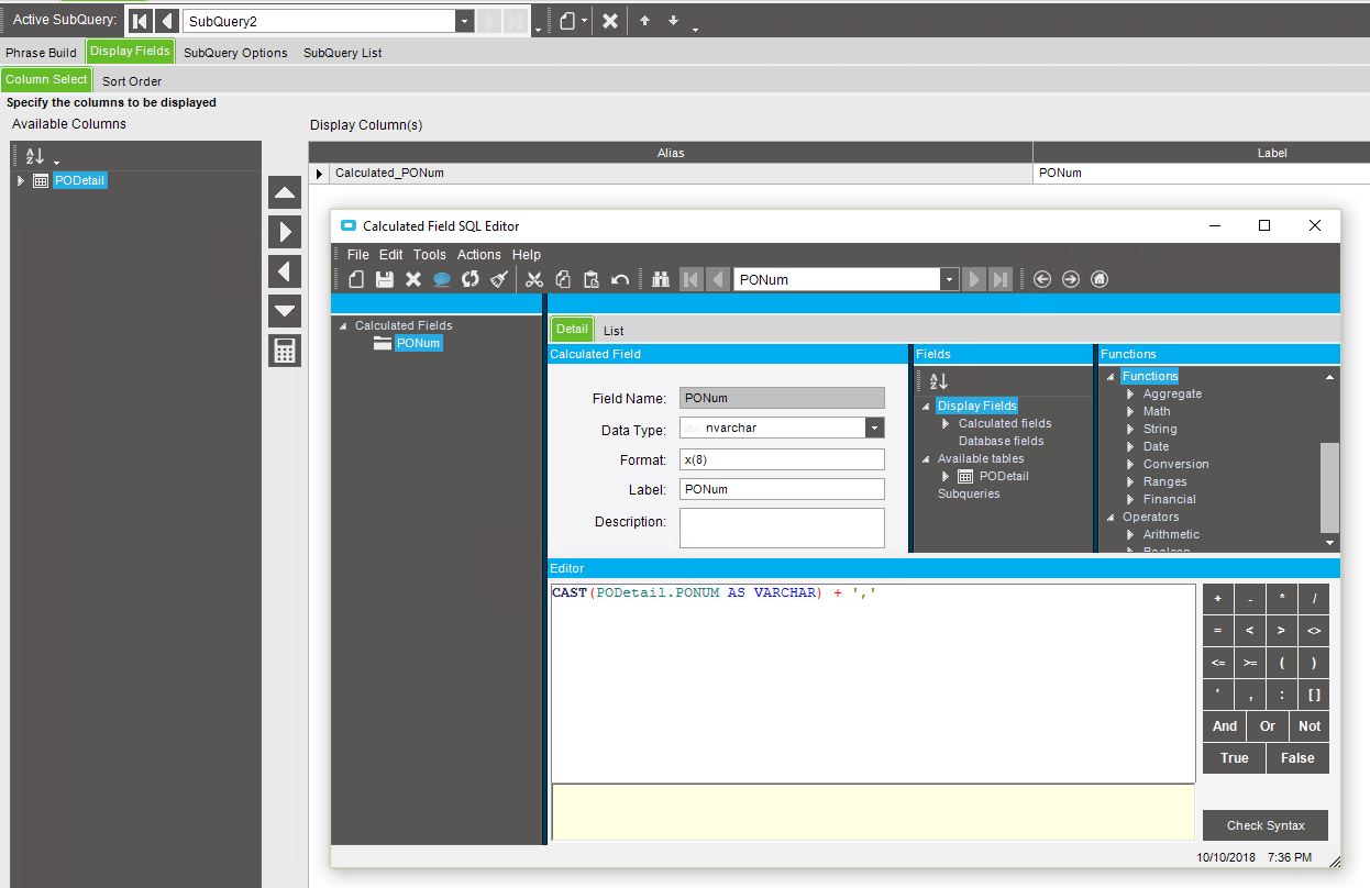 Concatenate multiple rows into one row, with criteria - ERP 10 - Epicor User Help Forum