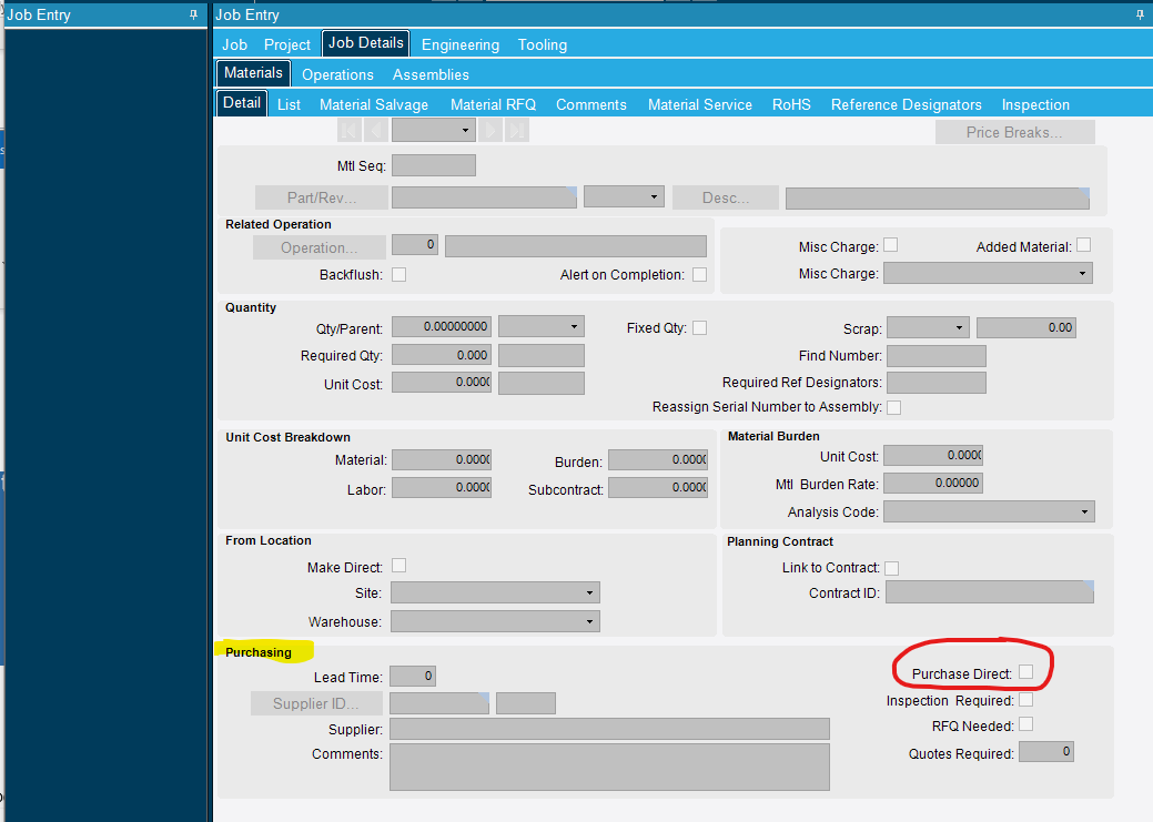 Purchased direct checkbox on jobs - Epicor ERP 10 - Epicor User Help Forum